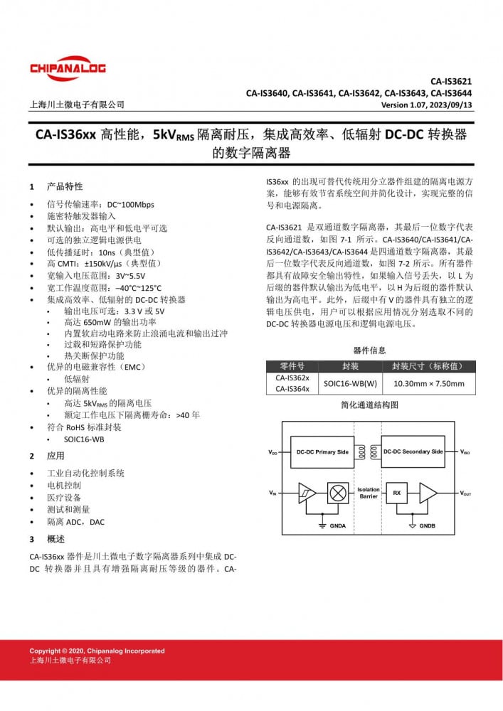 CA-IS3621LVW datasheet page 1