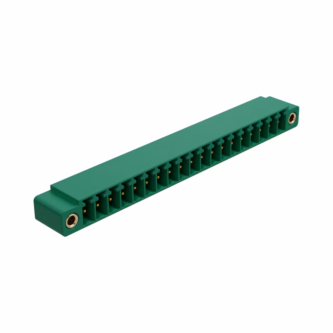 3.50mm Pitch Eurostyle Right-Angle PCB Header, with Threaded Retention Inserts, Green Housing, Gold (Au) Plated, 19 Circuits for sale