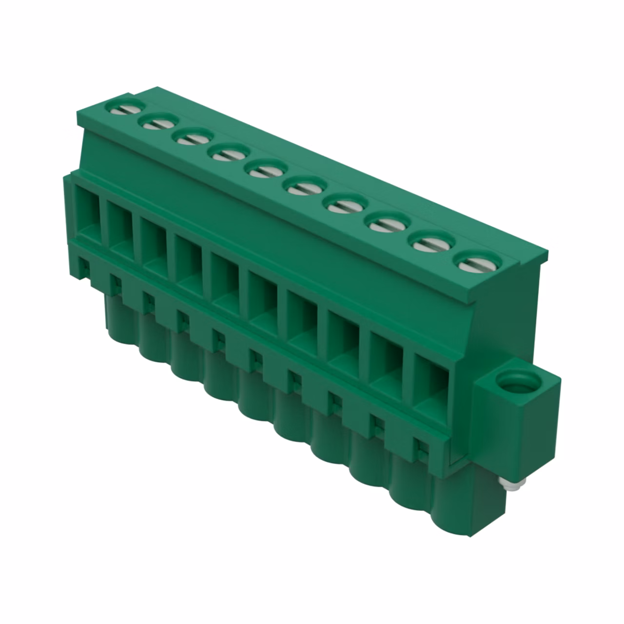 5.00mm Pitch Eurostyle Horizontal Plug, with Retention Screws and Reverse Imprinting, Rear Wire Entry, Green Housing, Gold (Au) Plated, 10  Circuits for sale
