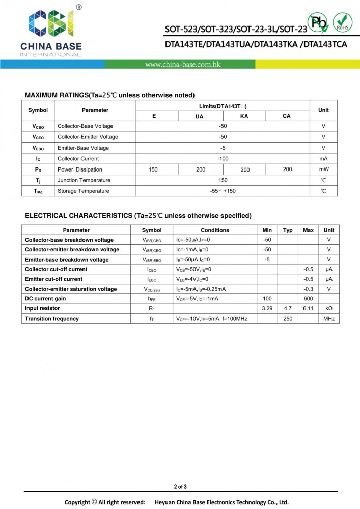 DTA143TCA technical document page 2