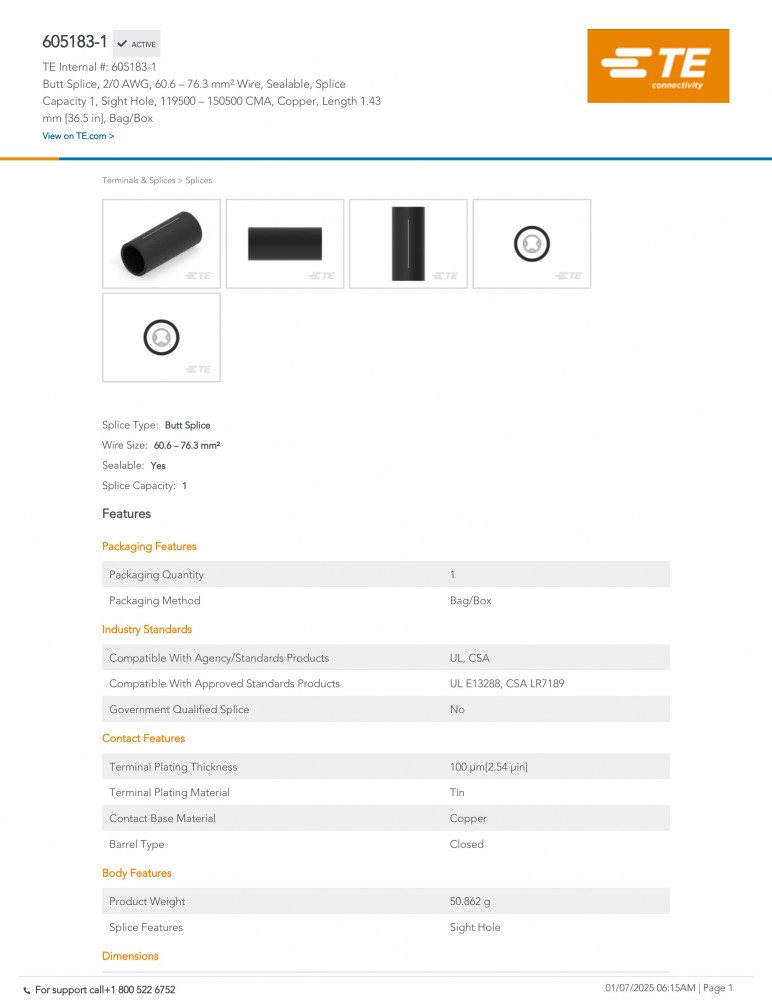 605183-1 technical document page 1