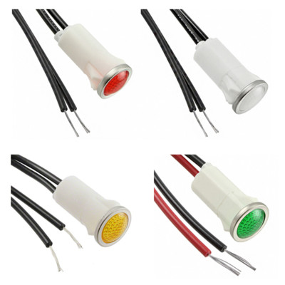 Neon Panel Mount Indicator White .500″ Semi Dome 125V Wire Leads for sale