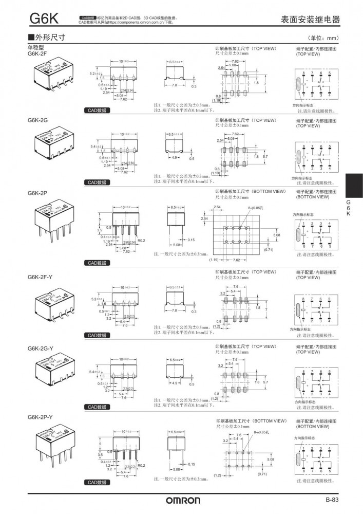 OMRON G6K relay document page 6