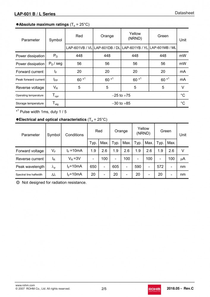 LAP-601VL technical document page 2