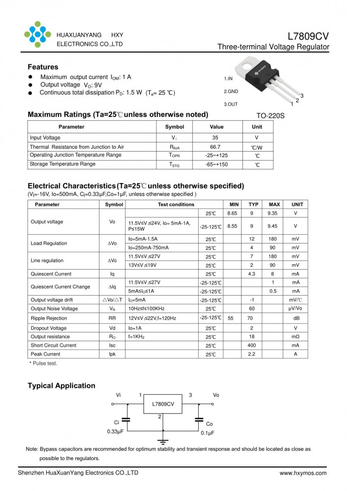 L7809CV datasheet page 1