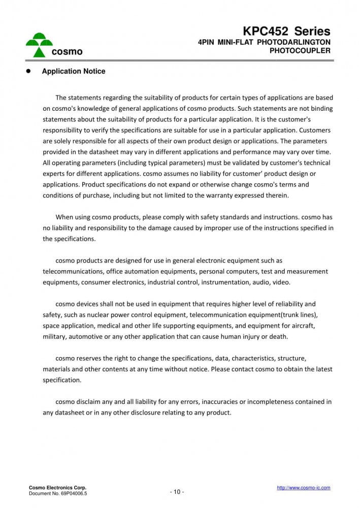 KPC452 0E datasheet page 10