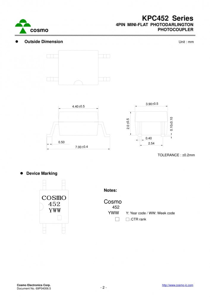 KPC452 0E datasheet page 2