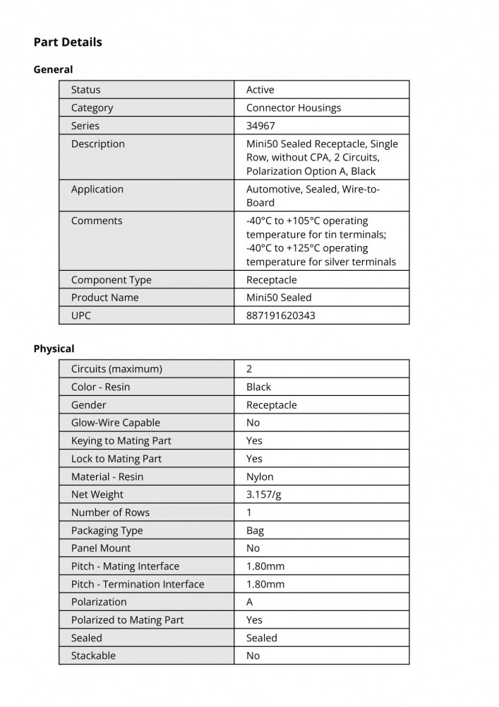 Product document page 2 for Molex 349672005