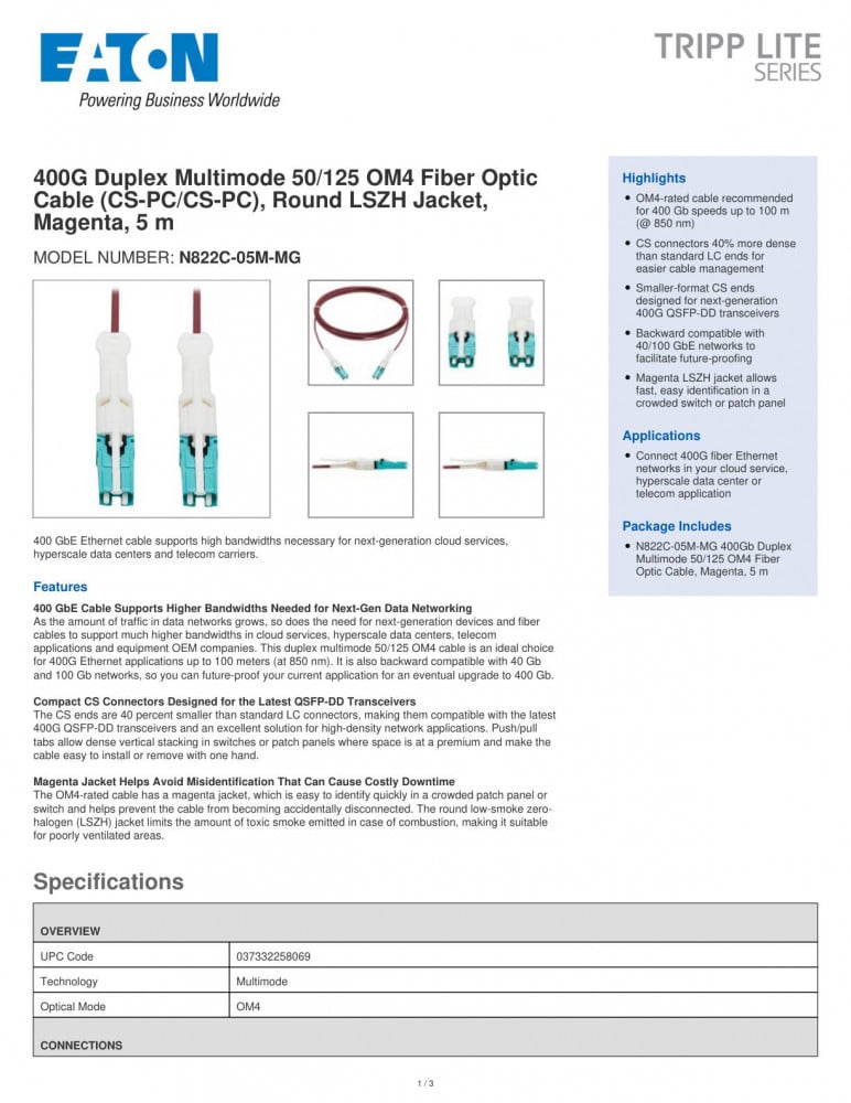 N822C-05M-MG technical document page 1