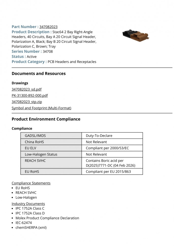 MOLEX 347082023 technical drawing preview, page 1