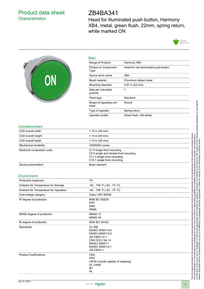 ZB4BA341 technical document page 1