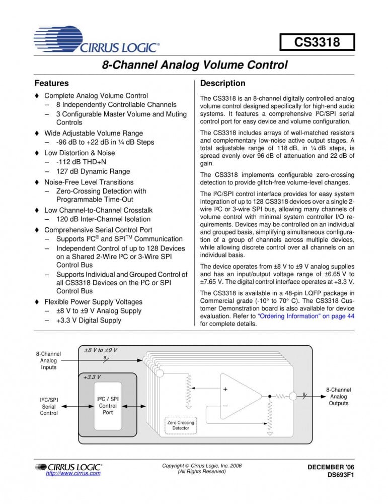 CS3318 datasheet page 1