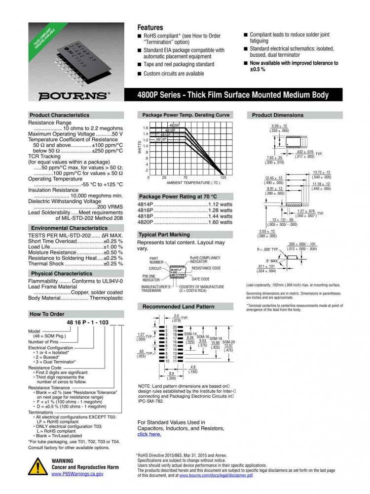 BOURNS 4800P datasheet page 1