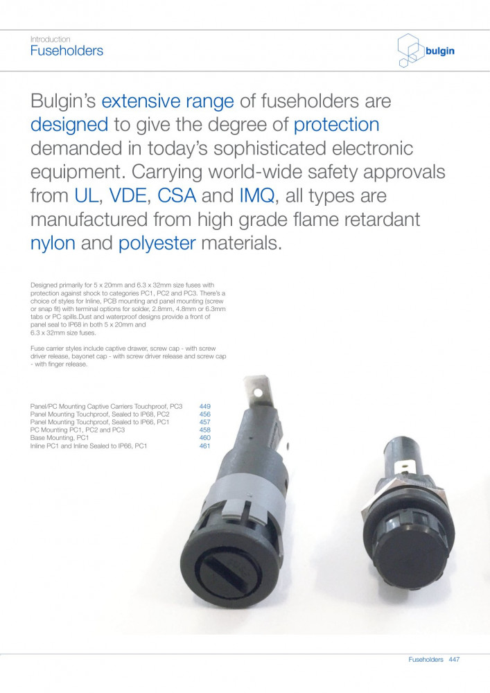 Bulgin fuseholder documentation page 1