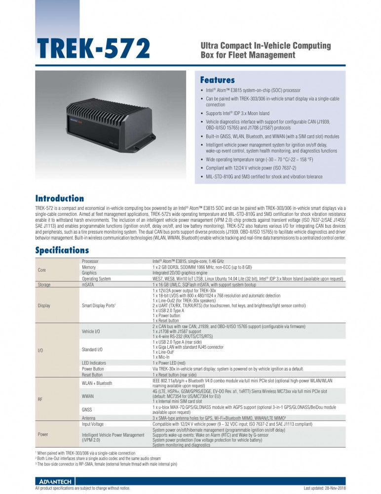 TREK-572-LWB7B0E technical datasheet page 1