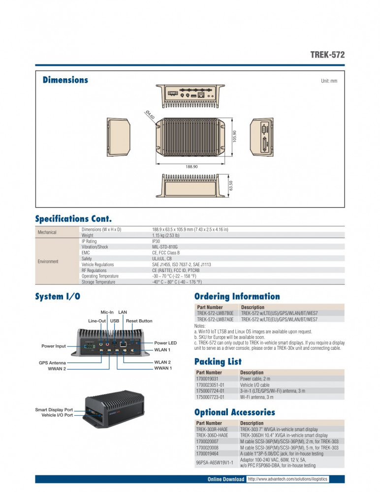 TREK-572-LWB7B0E technical datasheet page 2