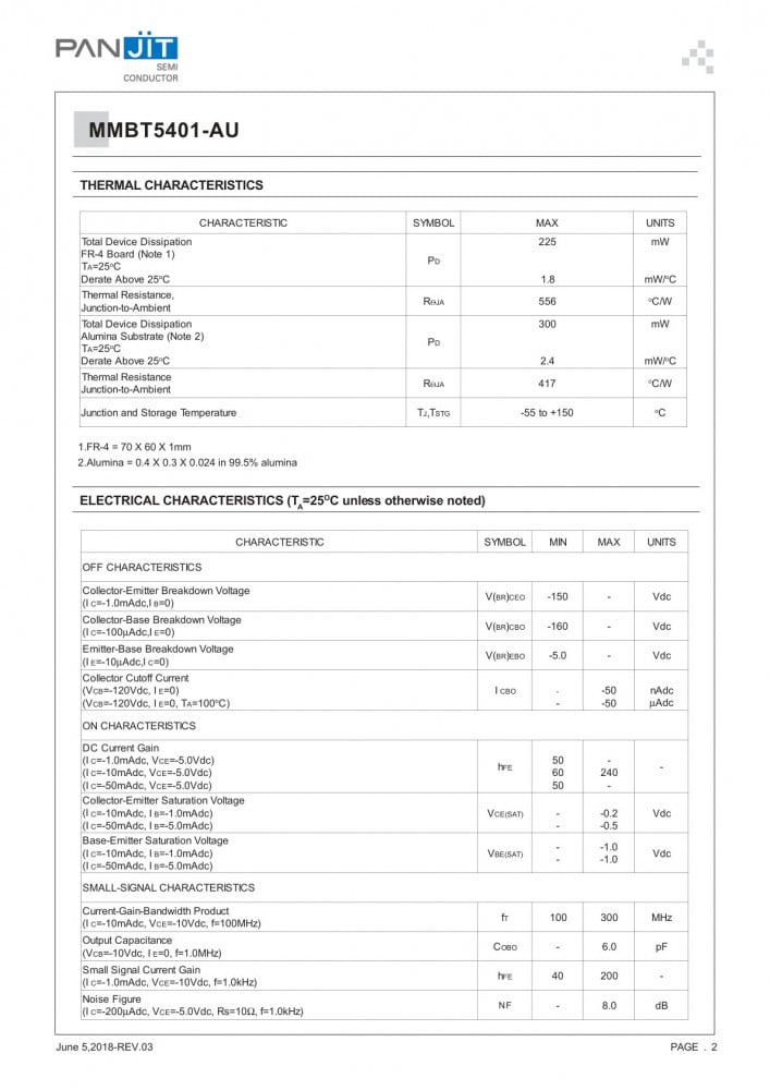 MMBT5401-AU datasheet page 2