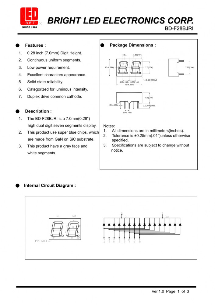 BD-F28BJRI datasheet page 1