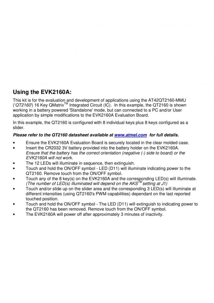 EVK2160A document page 2