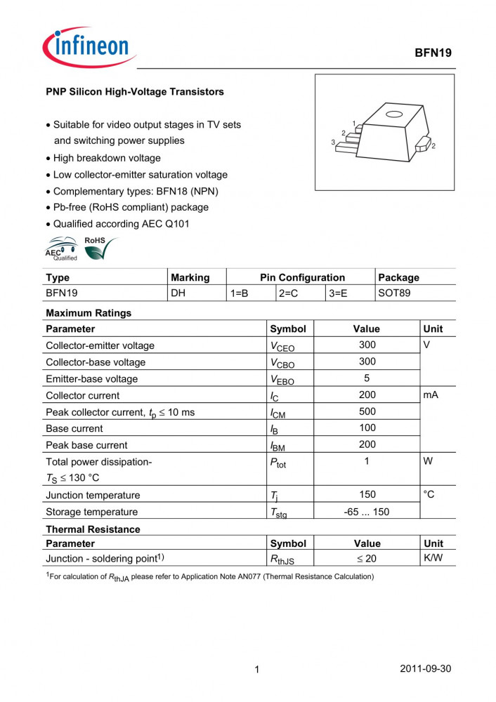 BFN19 datasheet page 1