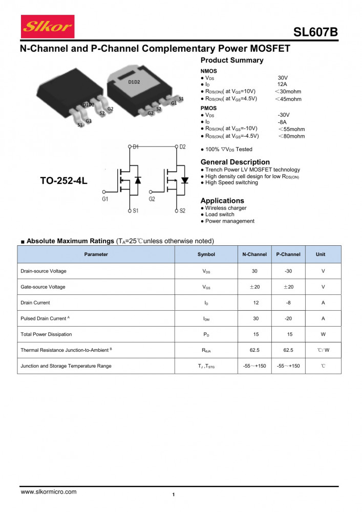 SL607B datasheet page 1