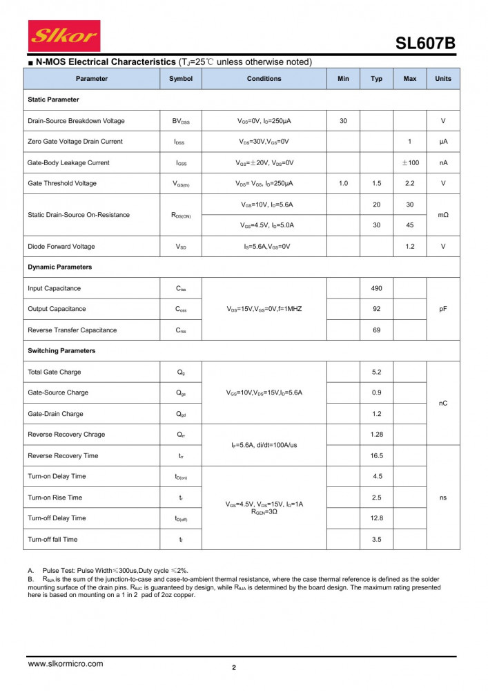 SL607B datasheet page 2