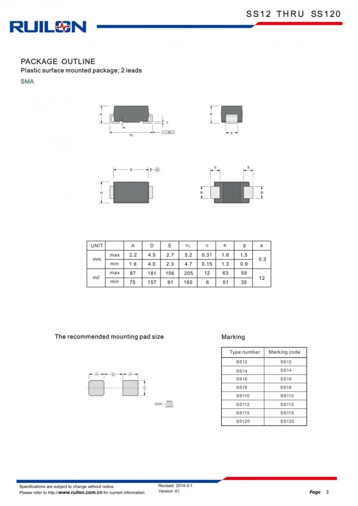 RUILON SS16 datasheet page 3