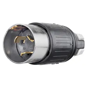 Locking Devices, Locking Devices, Industrial, Flanged Inlet, 50A 250V DC/600V AC, 2-Pole 3-Wire Grounding, Non-NEMA, Screw Terminal, Galvanized