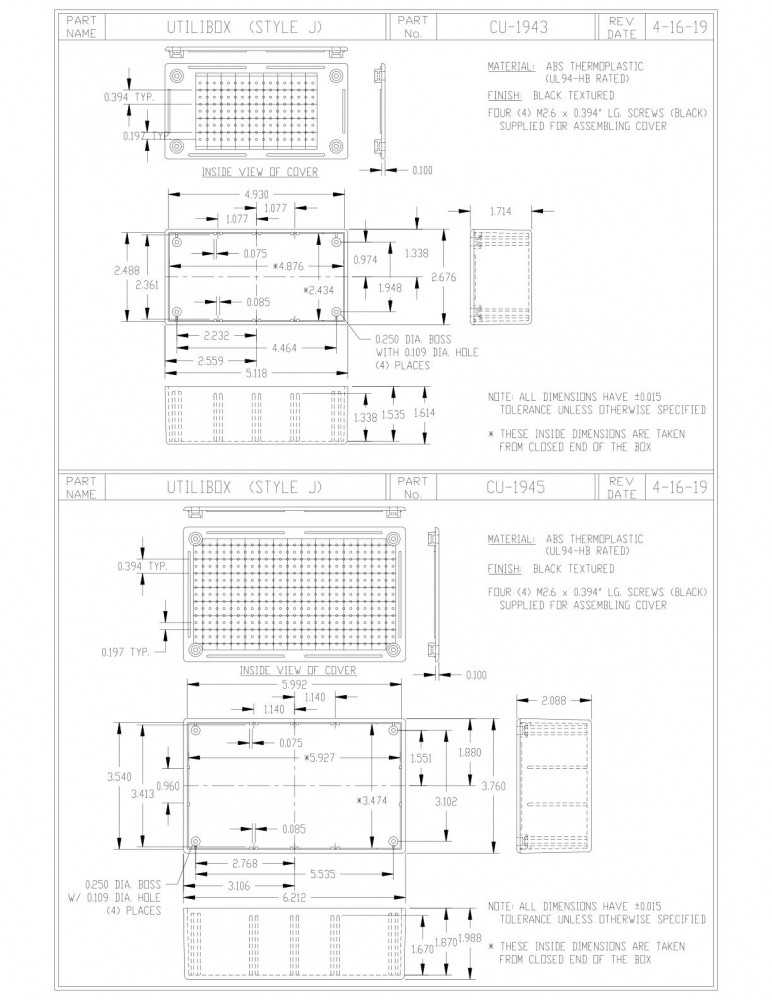 CU-1943 Utilibox Style J product drawing