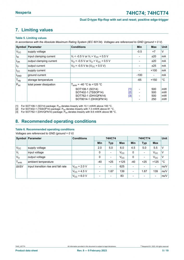 Nexperia 74HCT74 datasheet page 5