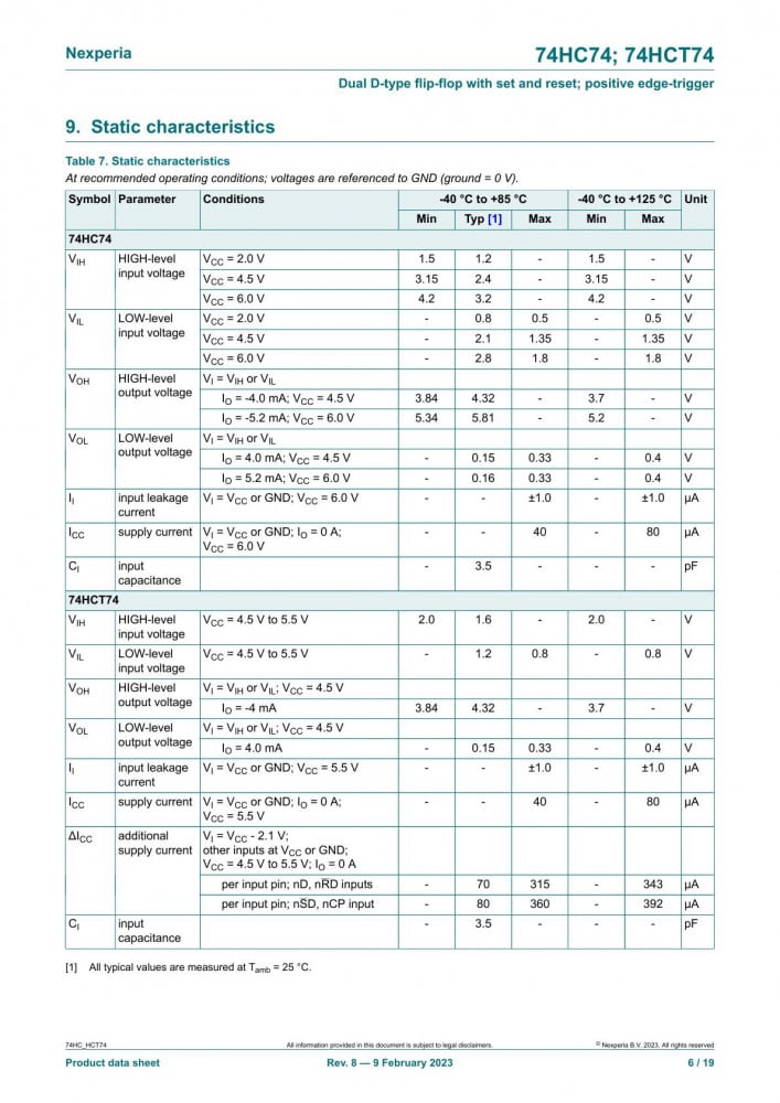 Nexperia 74HCT74 datasheet page 6