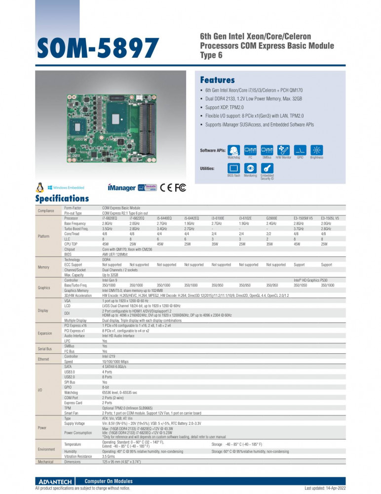 SOM-5897 technical document page 1