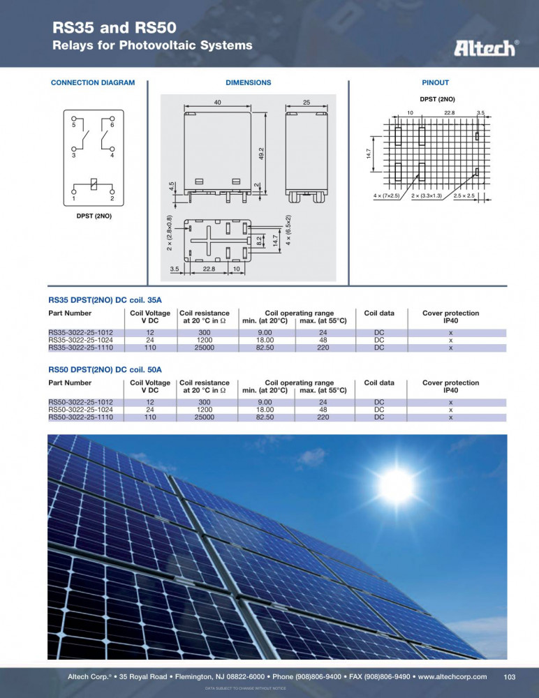 Altech RS35 relay technical document page 2