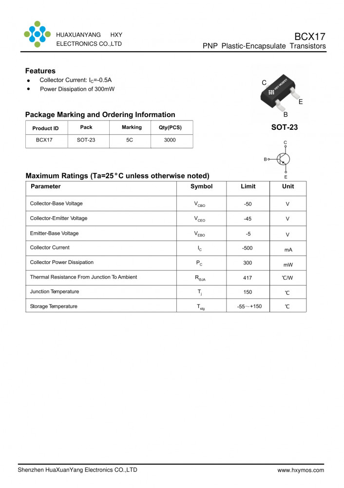 BCX17 datasheet page 1