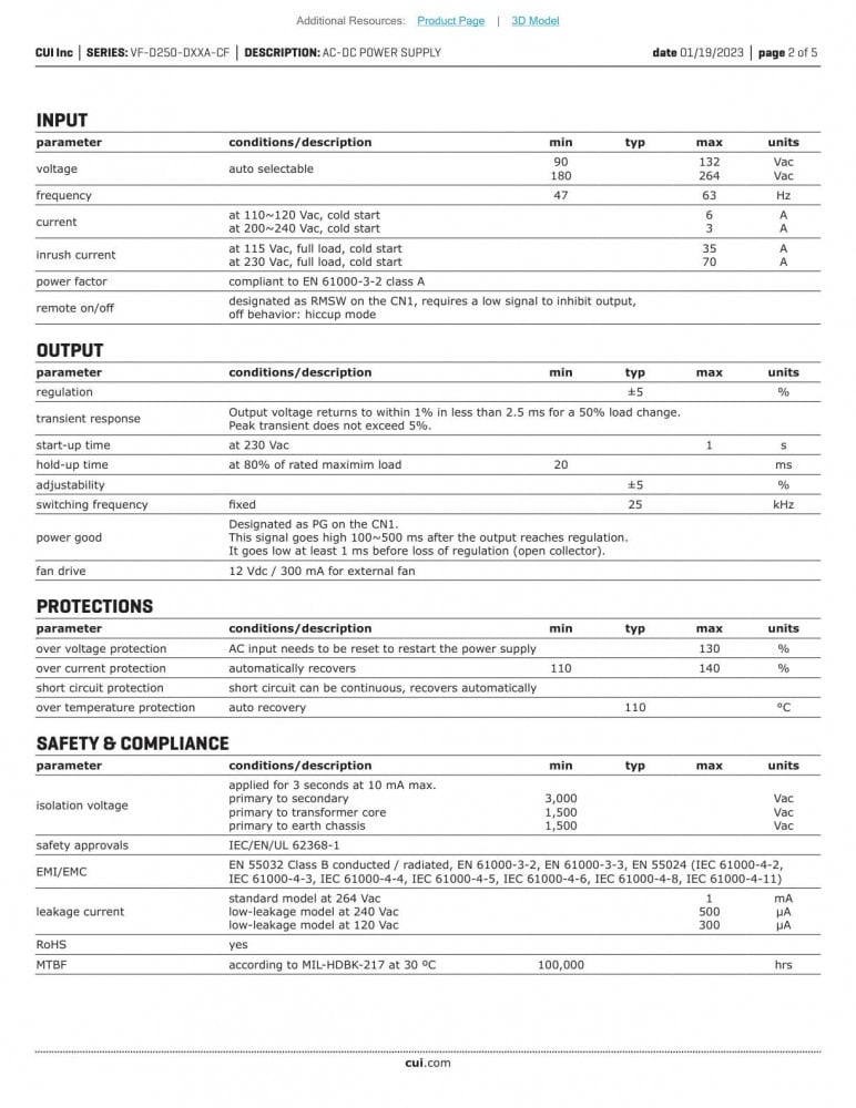 VF-D250-D1224A-CF datasheet page 2