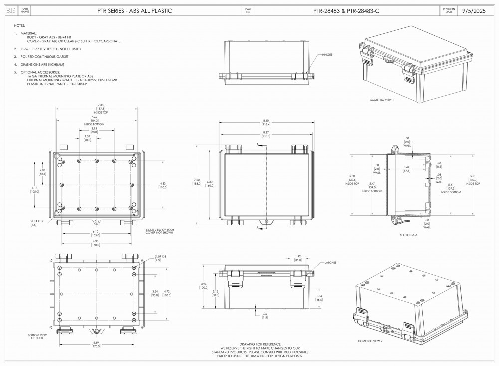 PTR-28483-C product drawing and technical documentation preview