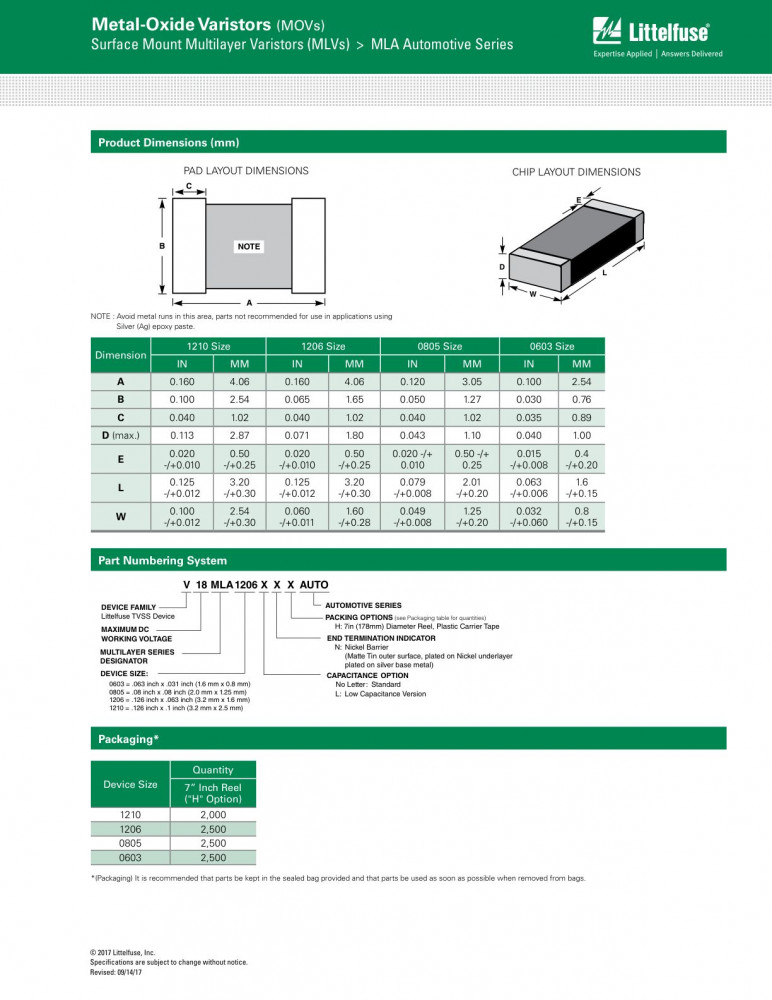 Littelfuse MLA Automotive Varistor datasheet page 7