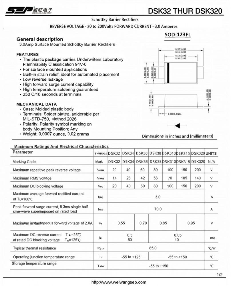 SEP DSK34 datasheet page 1
