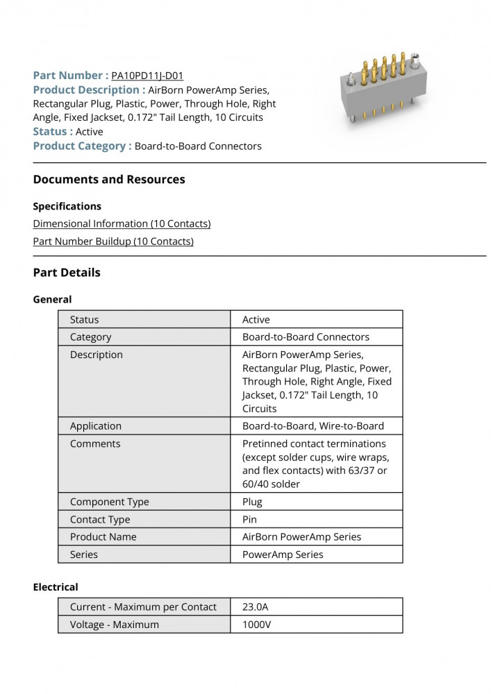 PA10PD11J-D01 technical document image, page 1