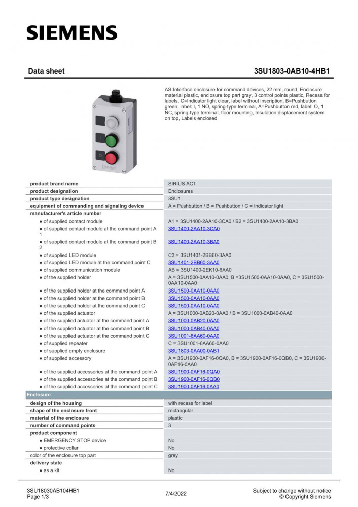 SIEMENS 3SU18030AB104HB1 document page 1