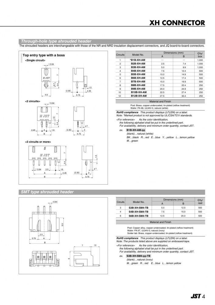 JST XH series datasheet page 4