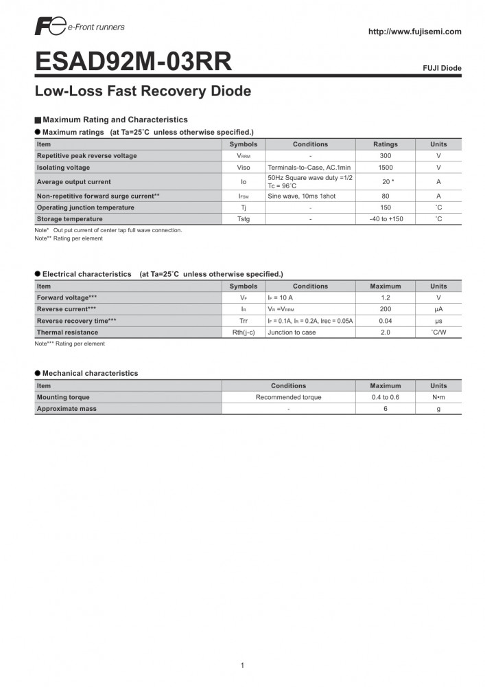 ESAD92M-03RRSC technical document page 1