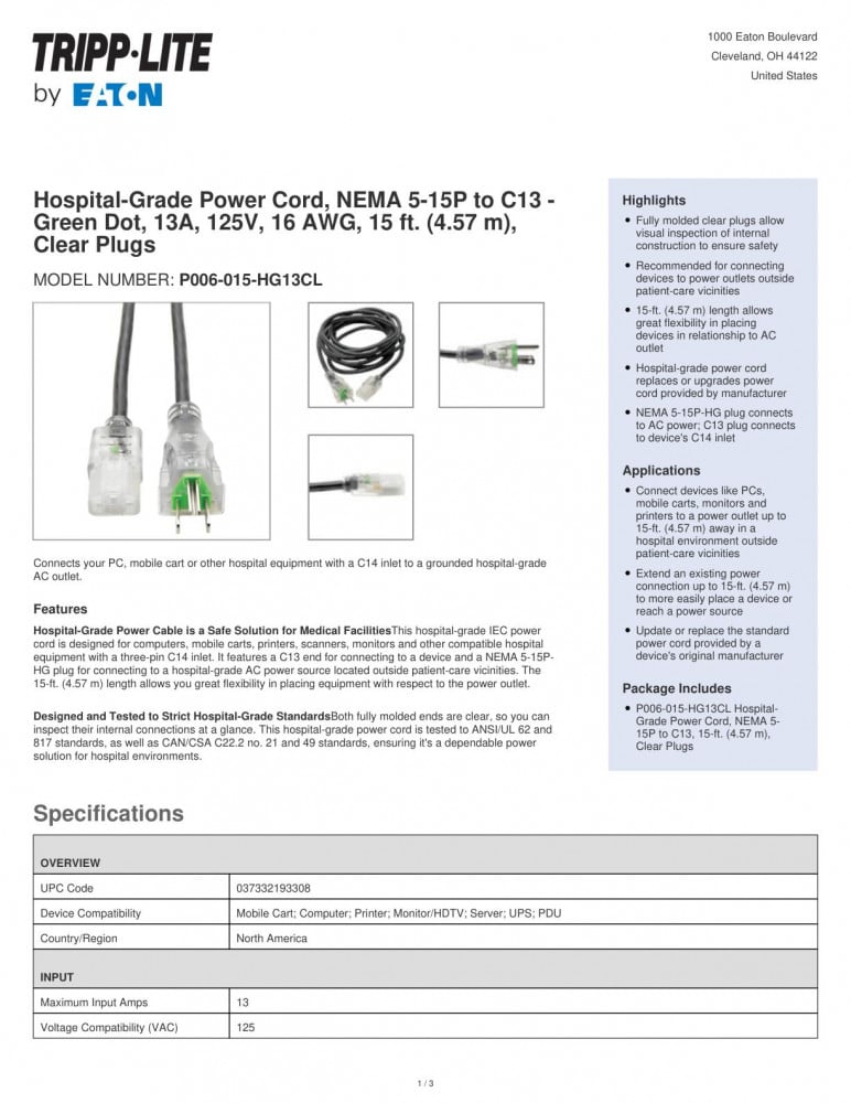 P006-015-HG13CL technical document page 1