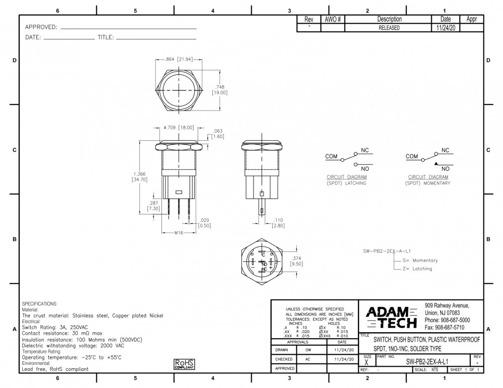 ADAM TECH SW-PB2-2EX-A-L1 product drawing
