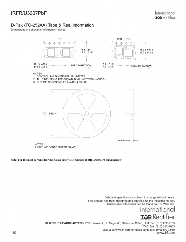 IRFR3607 technical document page 10