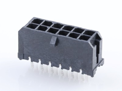 Micro-Fit 3.0 Vertical Header, 3.00mm Pitch, Dual Row, 12 Circuits, with  PCB Polarizing Peg, 1.52µm Matte Tin Plating, Glow-Wire Capable, Black, Tape and Reel, with Pick and Place Cap for sale