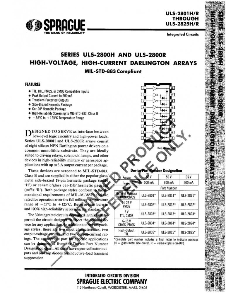 ULS-2800 series datasheet page 1