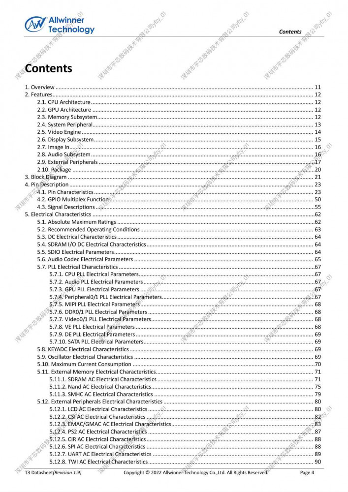 Allwinner T3 technical document page 4