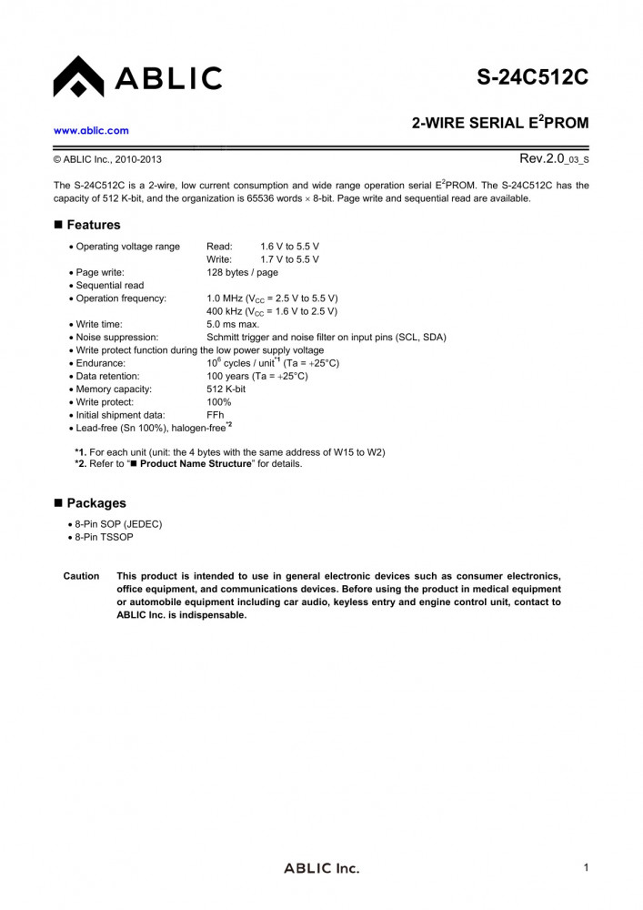S-24C512C datasheet page 1