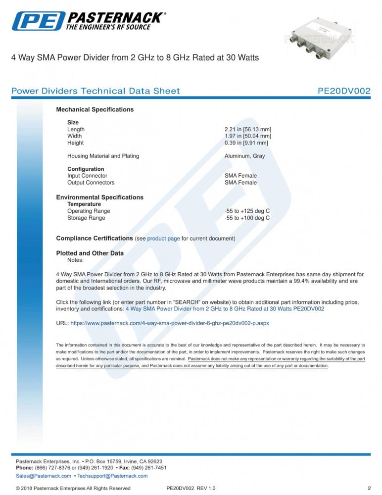 PE20DV002 technical document page 2